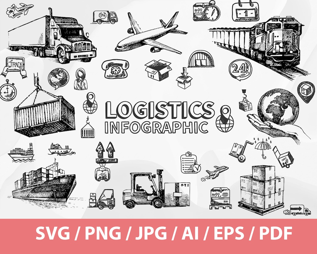 Logistics Infographic Set - Instant Download Airplanes Svg, Container ...