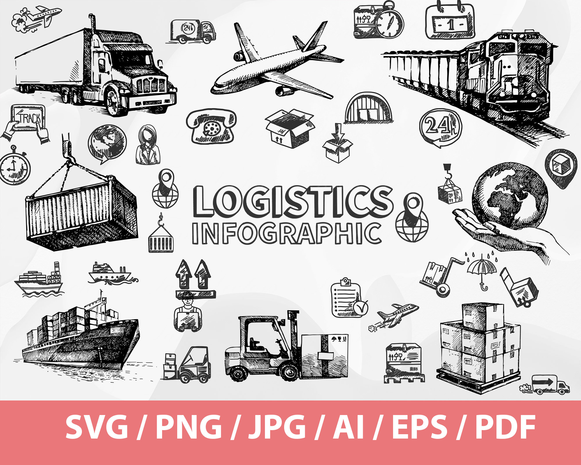 Logistics Infographic Set Instant Download Airplanes Svg - Etsy