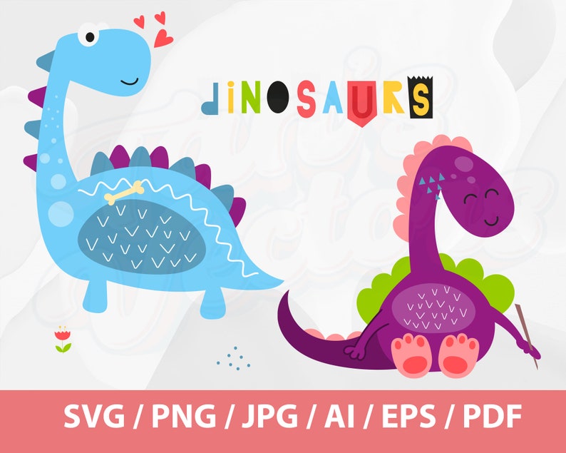 Cute Dinosaurs Clipart Dino SVG Baby Dino Clip Art Nursery - Etsy