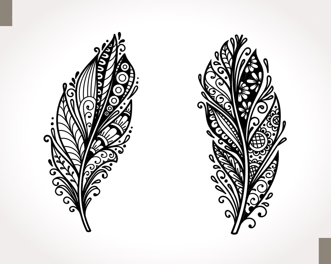 Feather Decorative Mandala SVG Feather Svg Mandala Feather - Etsy