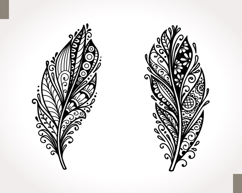 Feather Decorative Mandala SVG Feather Svg Mandala Feather - Etsy