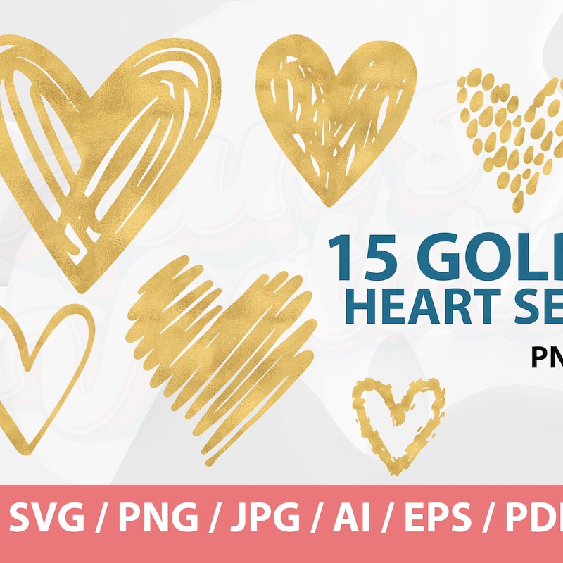 Gold Glitter Hearts - Etsy