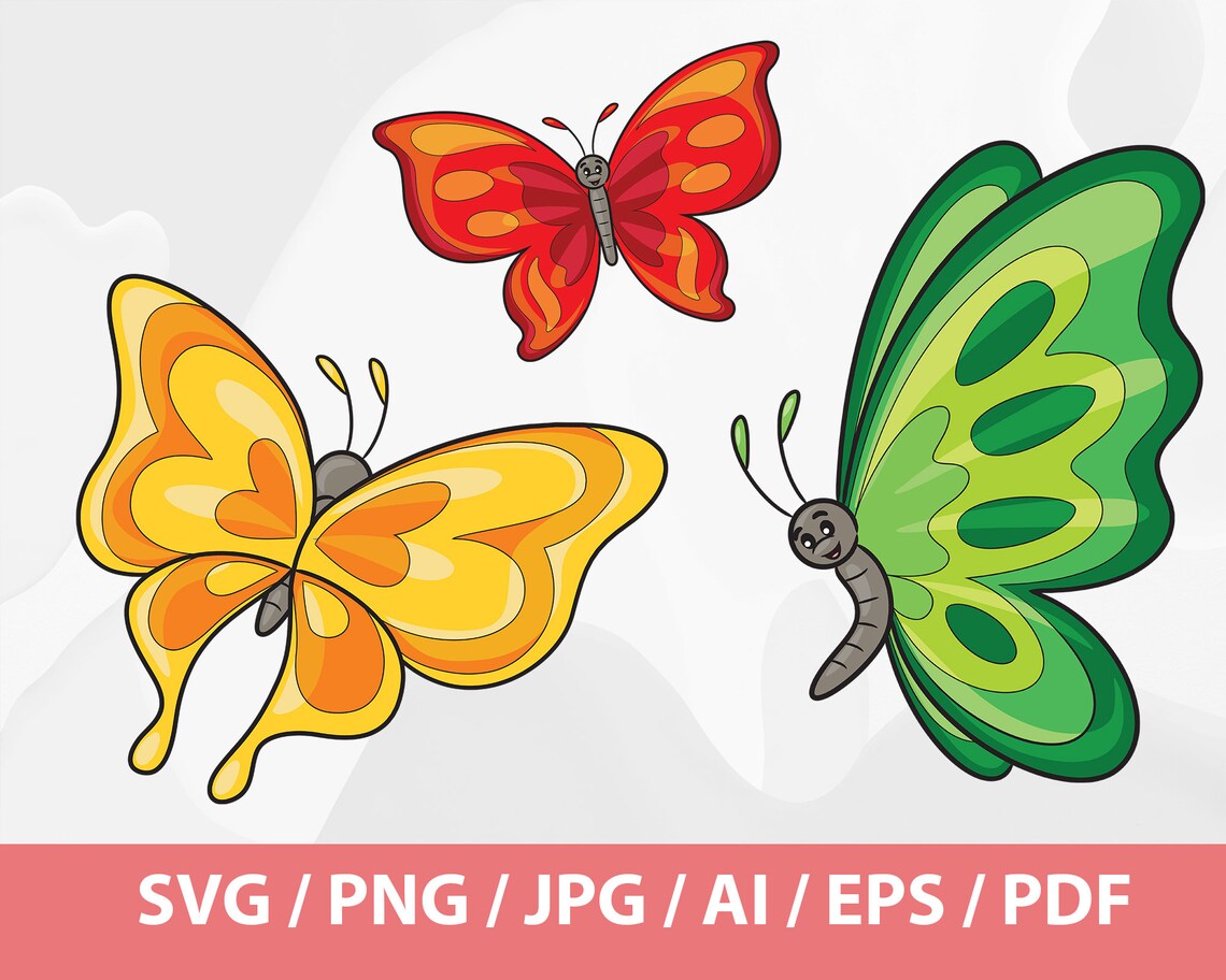 Cute Butterfly Clipart Spring Bugs Butterfly Clipart - Etsy