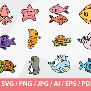 Sea Animal Clipart - Ocean Animals, Cute Sea Animal Cliparts, Sea ...
