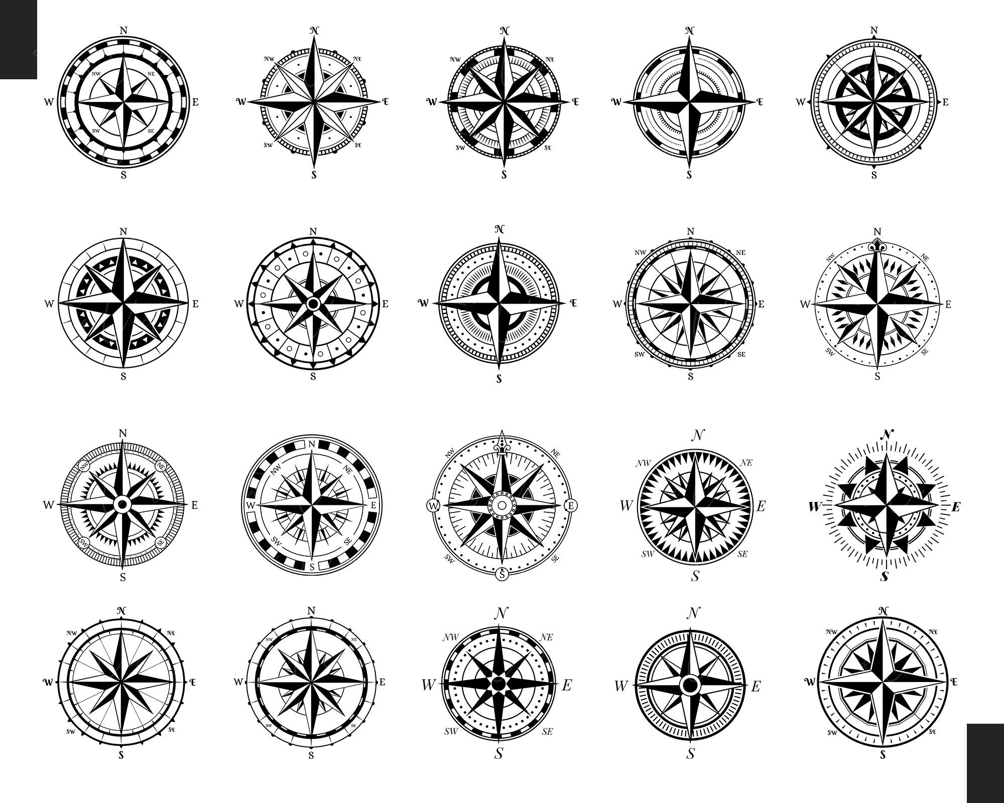 Compass Collection Set Compass SVG Nautical Compass - Etsy Canada