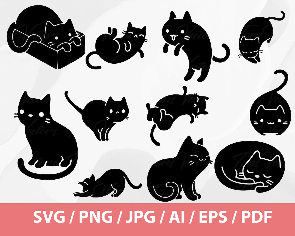 Funny Cat SVG Bundle - Cat SVG, Kitten SVG, Cat Lady Svg, Crazy Cat ...
