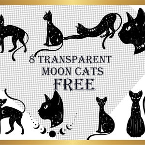 Gold and Black Mystical Cats - Cat Tattoo, Magical Cat, Mystical Moon ...