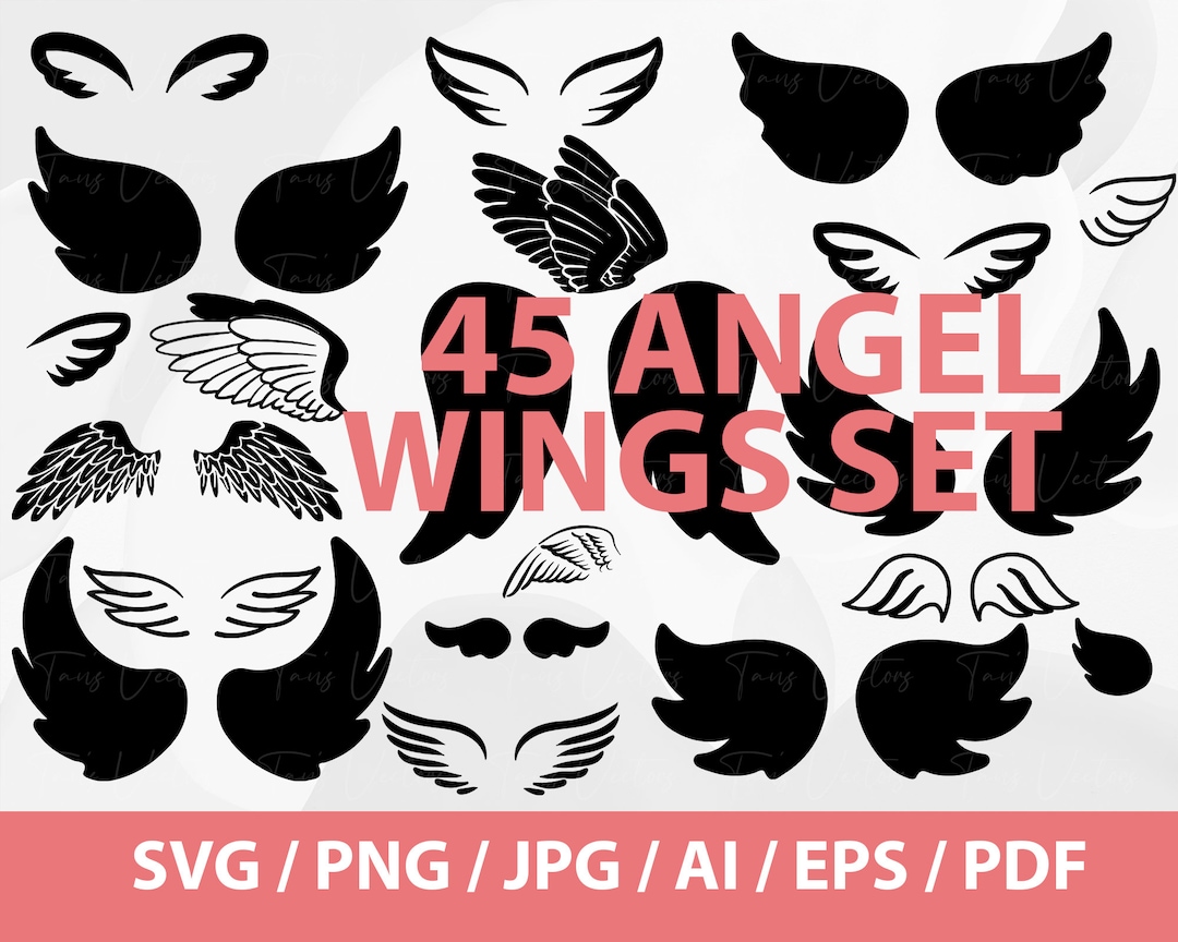 Engelsflügel Set Flügel svg, Engel svg, Engelsflügel Silhouette ...