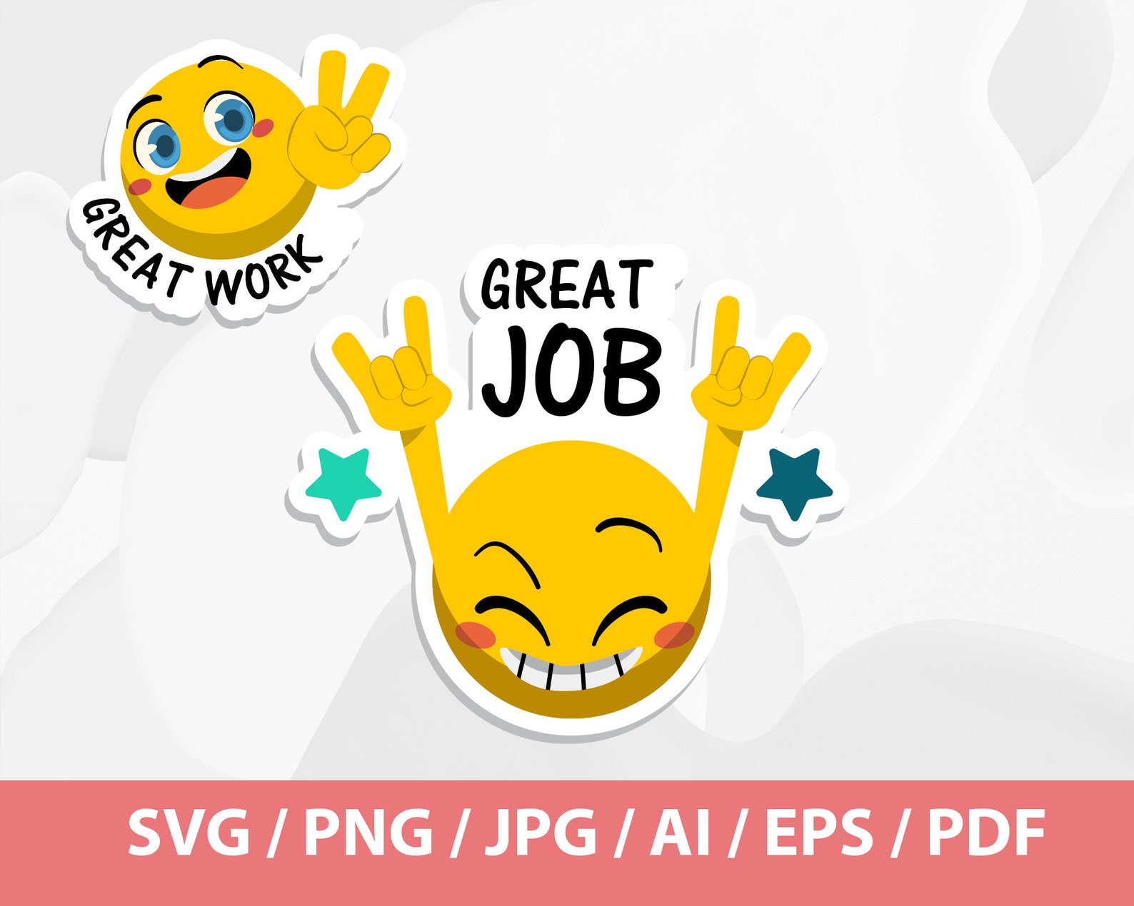 Digital Cartoon Good Job Great Well Done Very Good Job Stickers - Funny ...