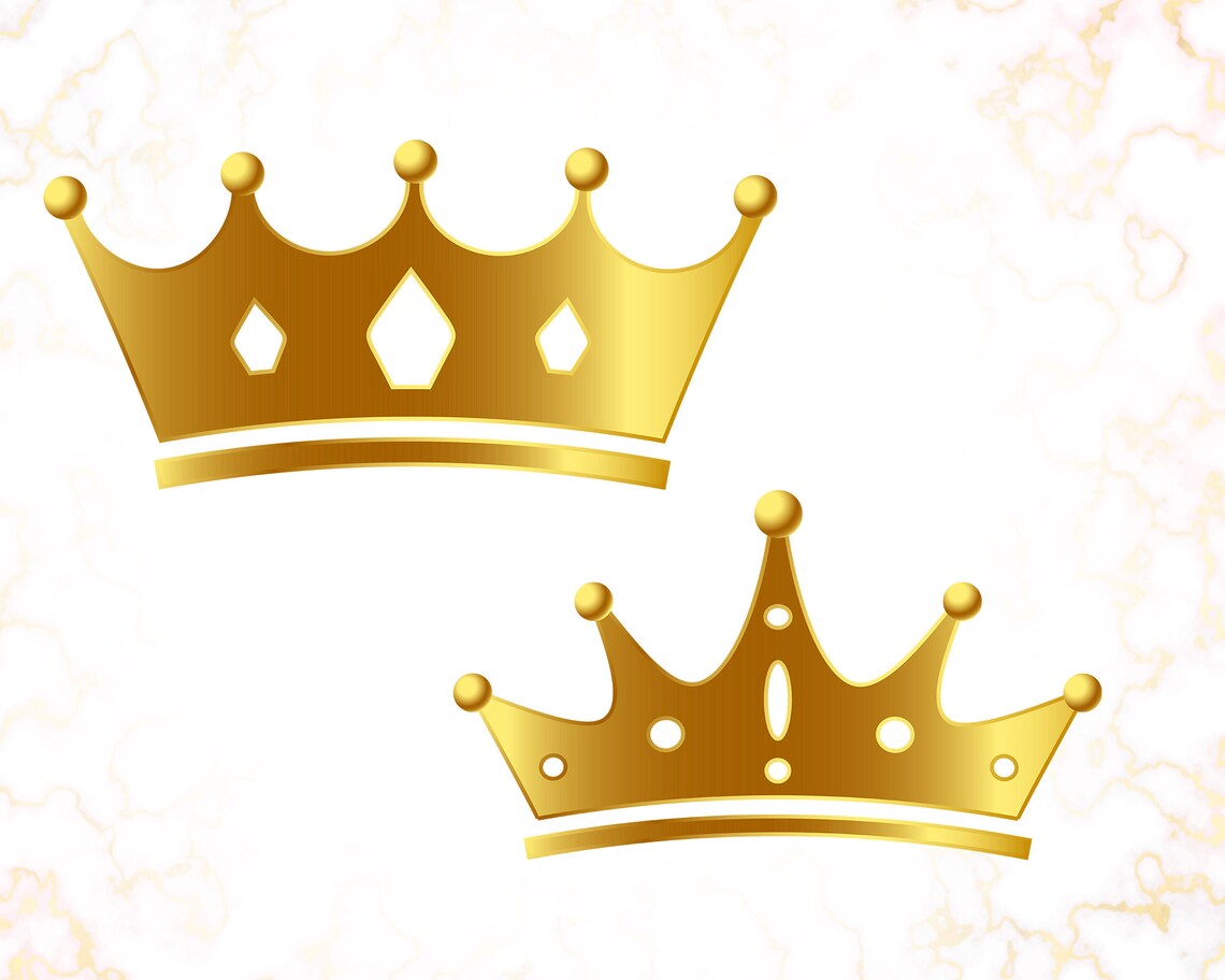 Golden Crown Set Gold Crowns Clipart Royal Crown Svg Gold - Etsy