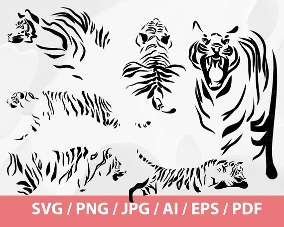 Tiger Vector Set Tiger SVG Tiger Clipart Tiger Files - Etsy
