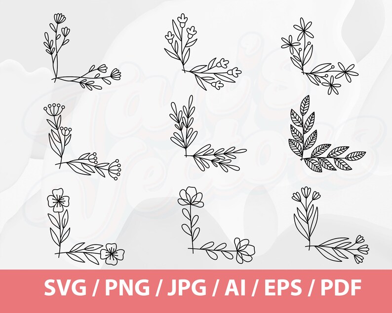 40 Floral Corner Border Element - Corner SVG, Corner Floral Border ...