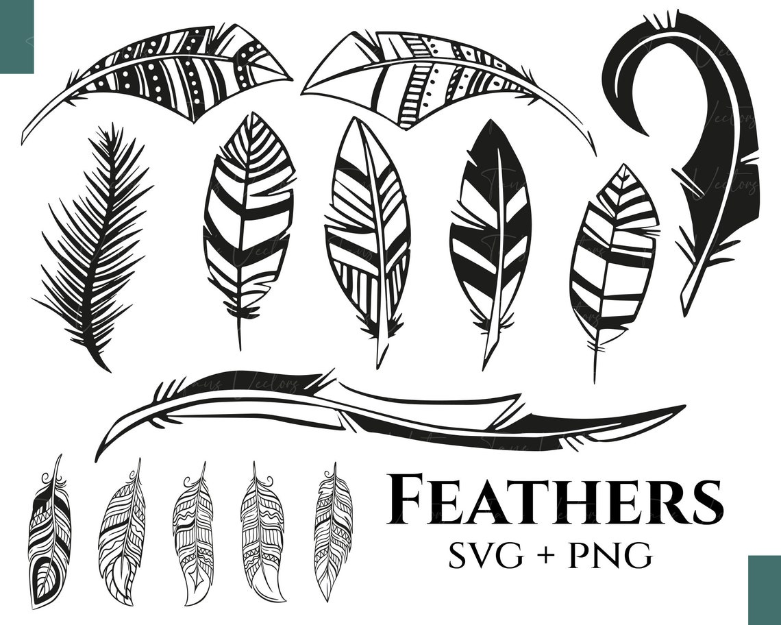 FEATHERS SVG - Feather Svg, Feather Clipart, Feather Silhouette, Boho ...