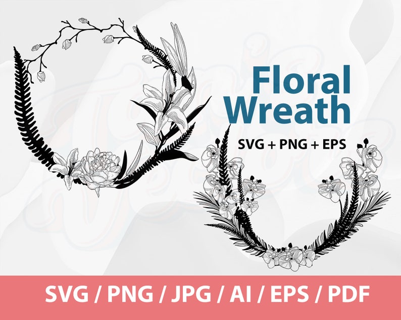 Floral Wreath SVG Wreath Monogram Svg Wedding Wreath Svg - Etsy