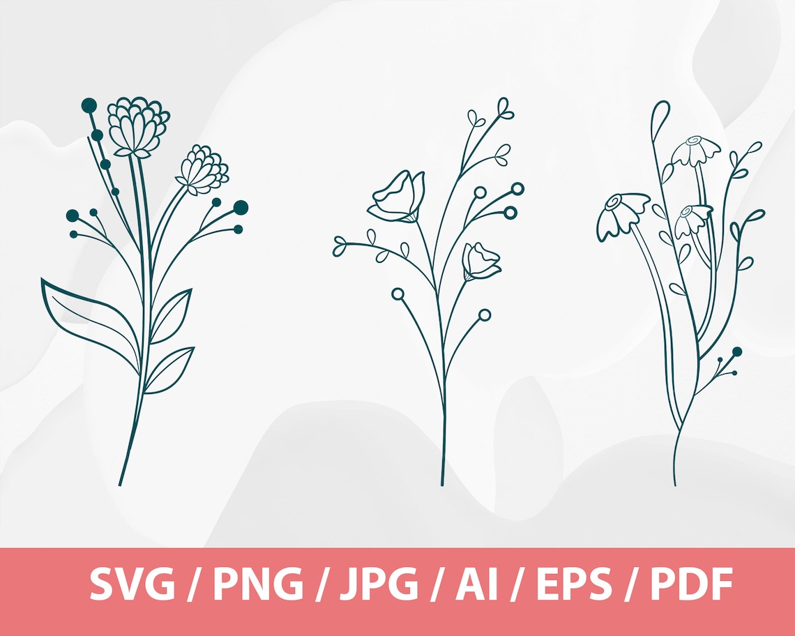 Wildflowers SVG Wildflower Svg Botanical Clipart Flower - Etsy