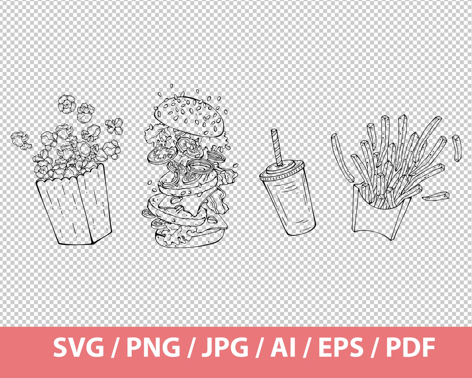 Fast Food Collection SVG Burger Svg French Fries Png - Etsy