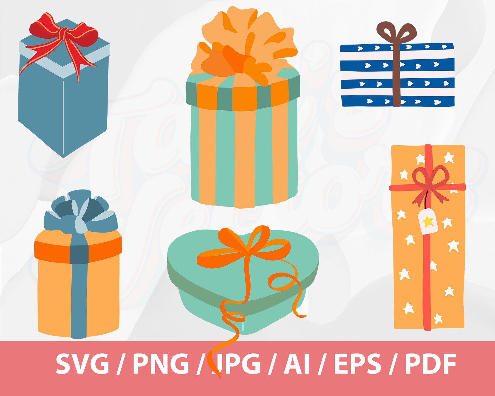 Giftbox Collection SVG Happy Birthday Gift Boxes Christmas - Etsy