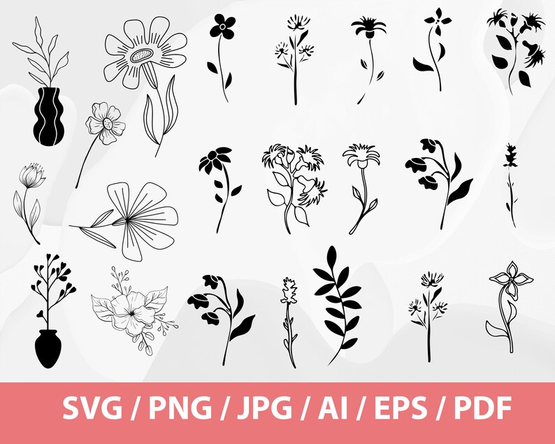 Botanical Svg Flower Svg Botanical Clipart Flower Clipart - Etsy