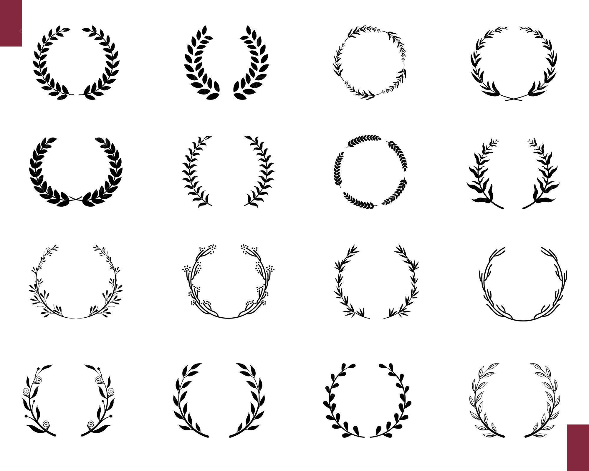 Wreath Svg Bundle - Floral Wreath Svg, Leaves Svg, Circle Svg, Wreath ...