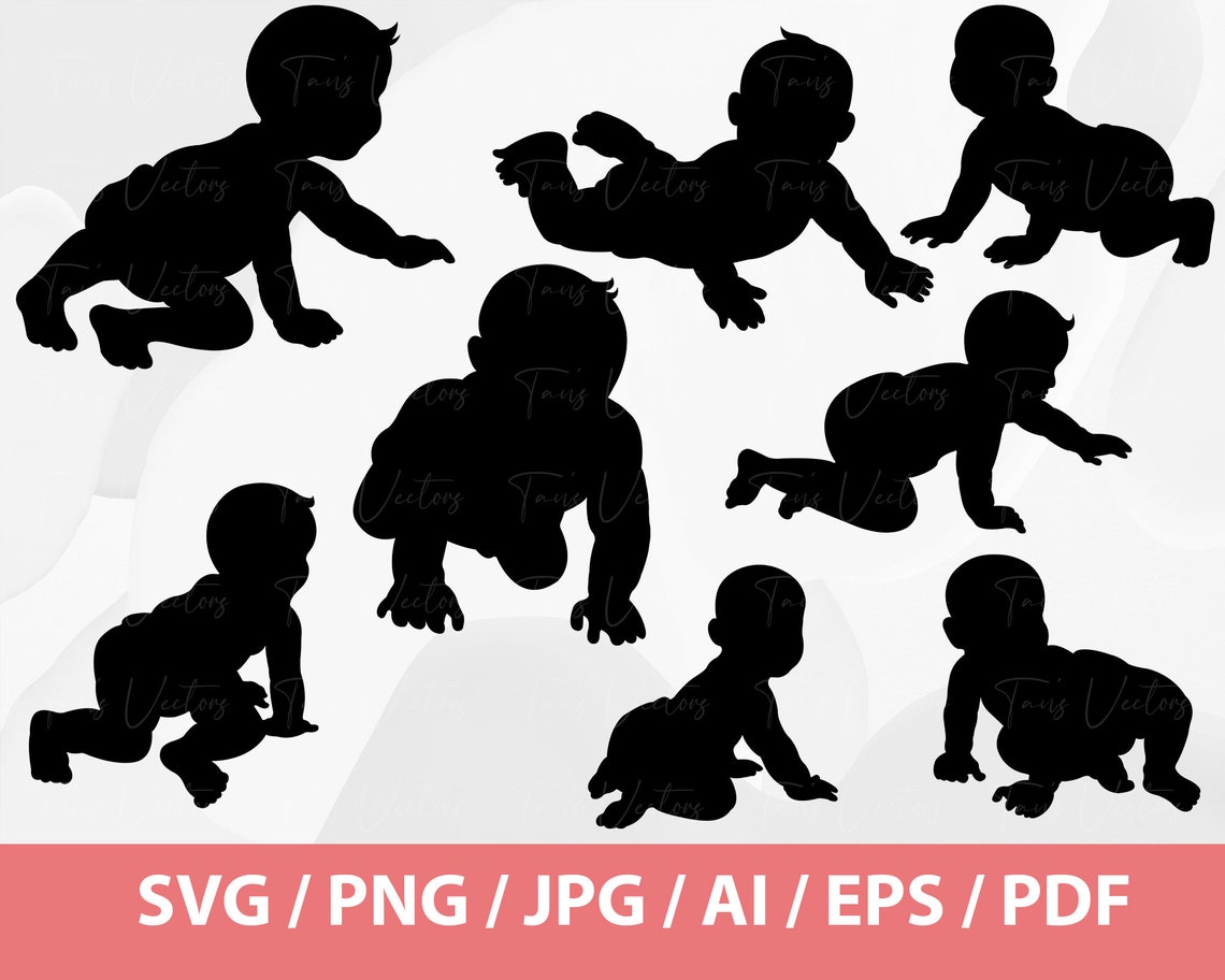Baby Crawling SVG Baby Dancing Silhouette Baby Svg Baby - Etsy