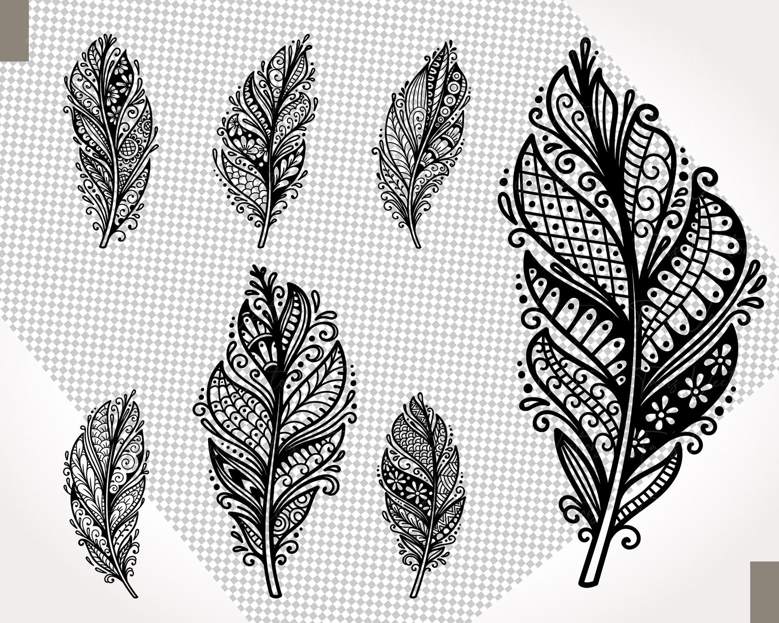 Feather Decorative Mandala SVG Feather Svg Mandala Feather - Etsy