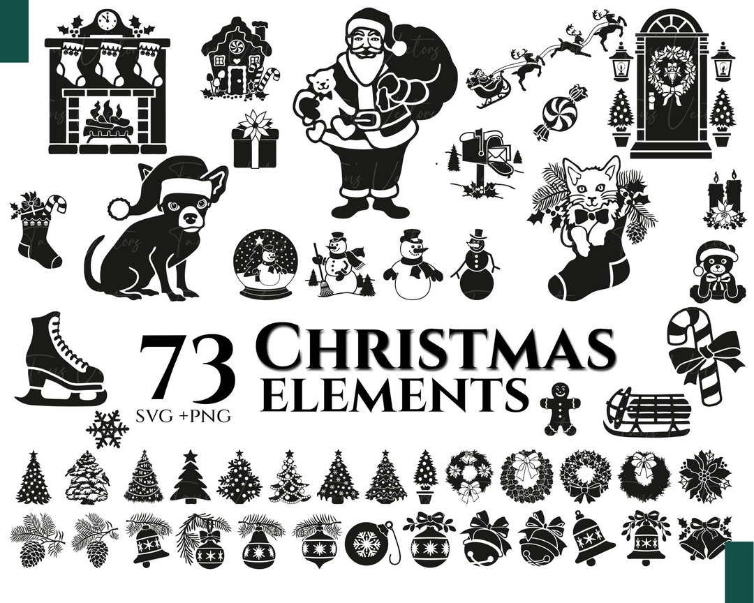 Christmas Elements SVG - Christmas Symbols, Christmas Clipart, Santa's ...