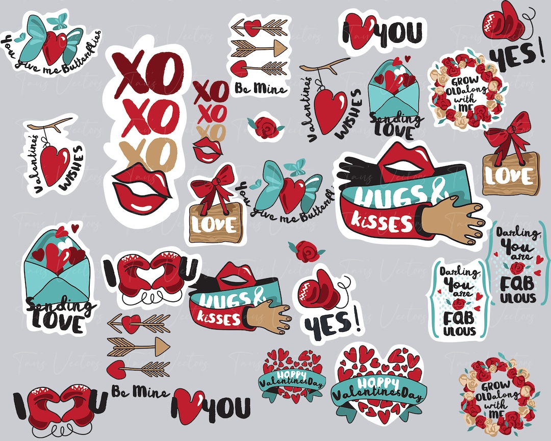 Love Stickers SET 3 - Valentine's Day Sticker, Made With Love Svg Png ...