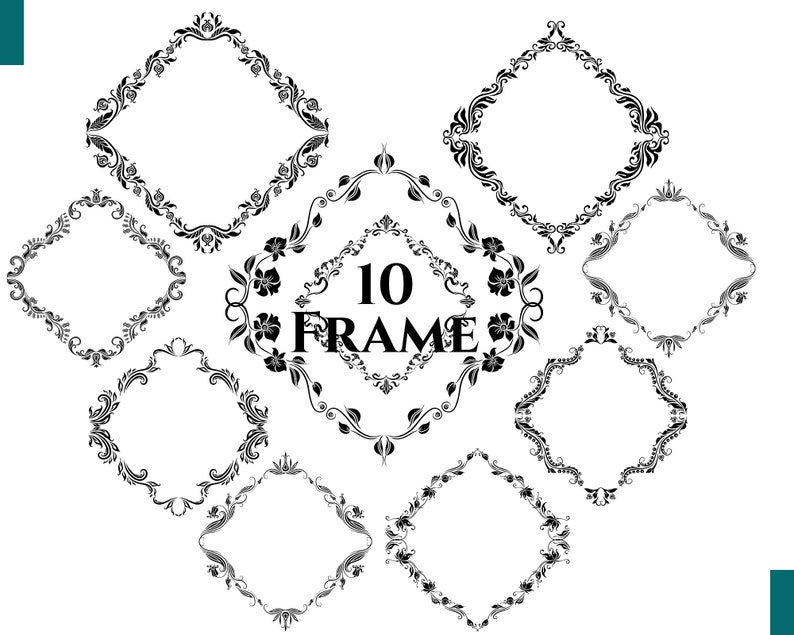 Decorative Frame and Corner SVG Frame Svg Floral Frame - Etsy