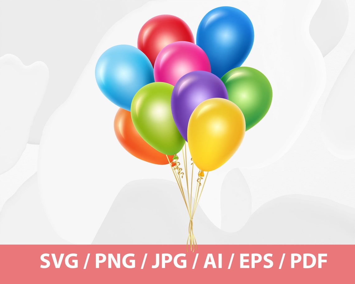 Balloons Clipart Party Clip Art Balloons in Single and - Etsy