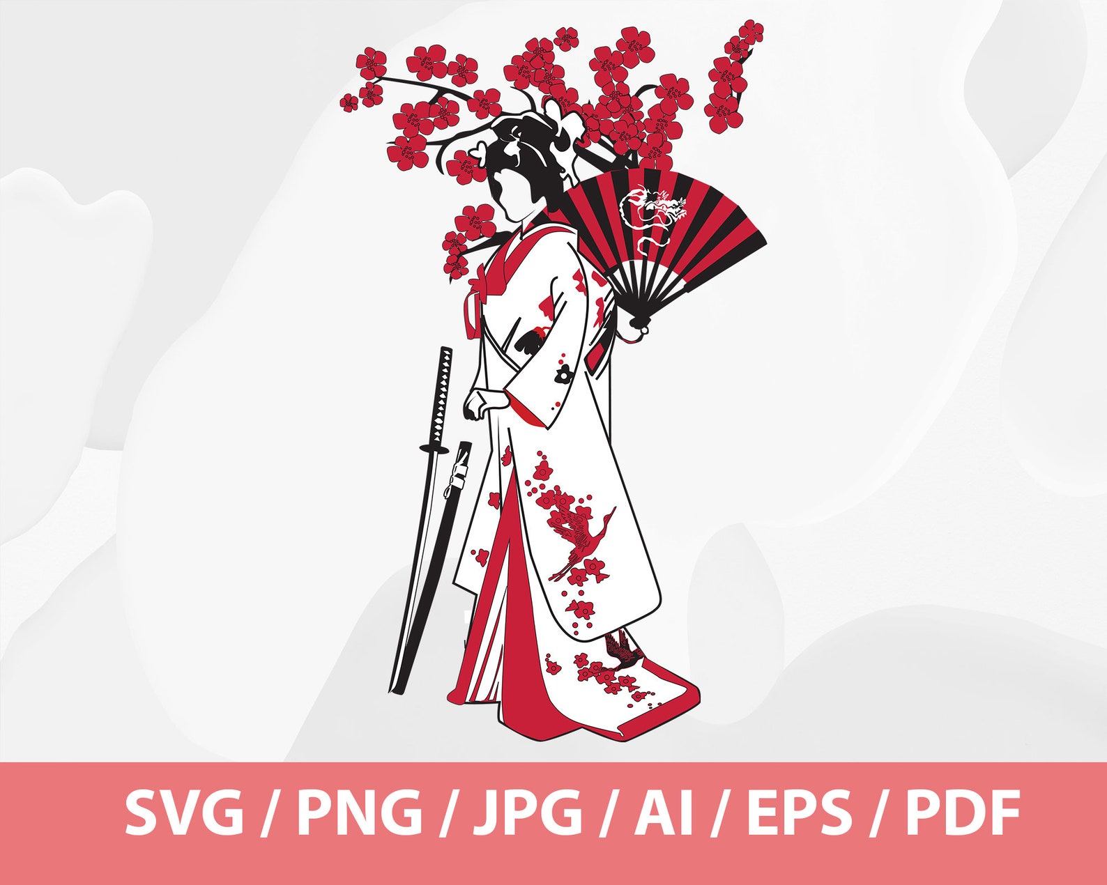 Samurai Geisha Girl Geisha Woman SVG Samurai Sword - Etsy