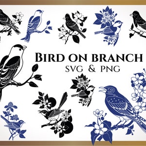Bird on Branch SVG - Bird Svg, Branch Svg, Bird on Tree Branch Clipart ...