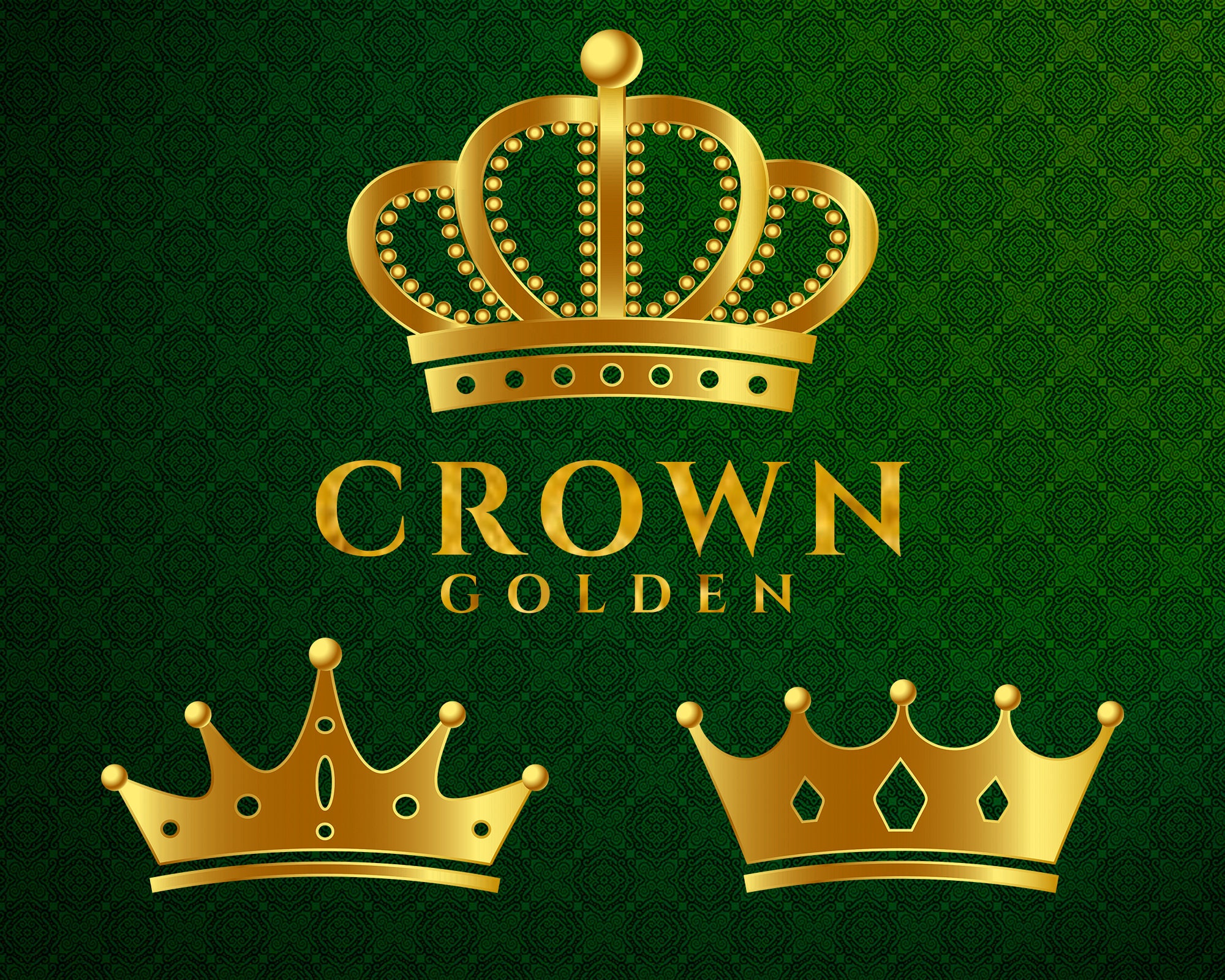 Golden Crown Set Gold Crowns Clipart, Royal Crown Svg, Gold King Crown ...