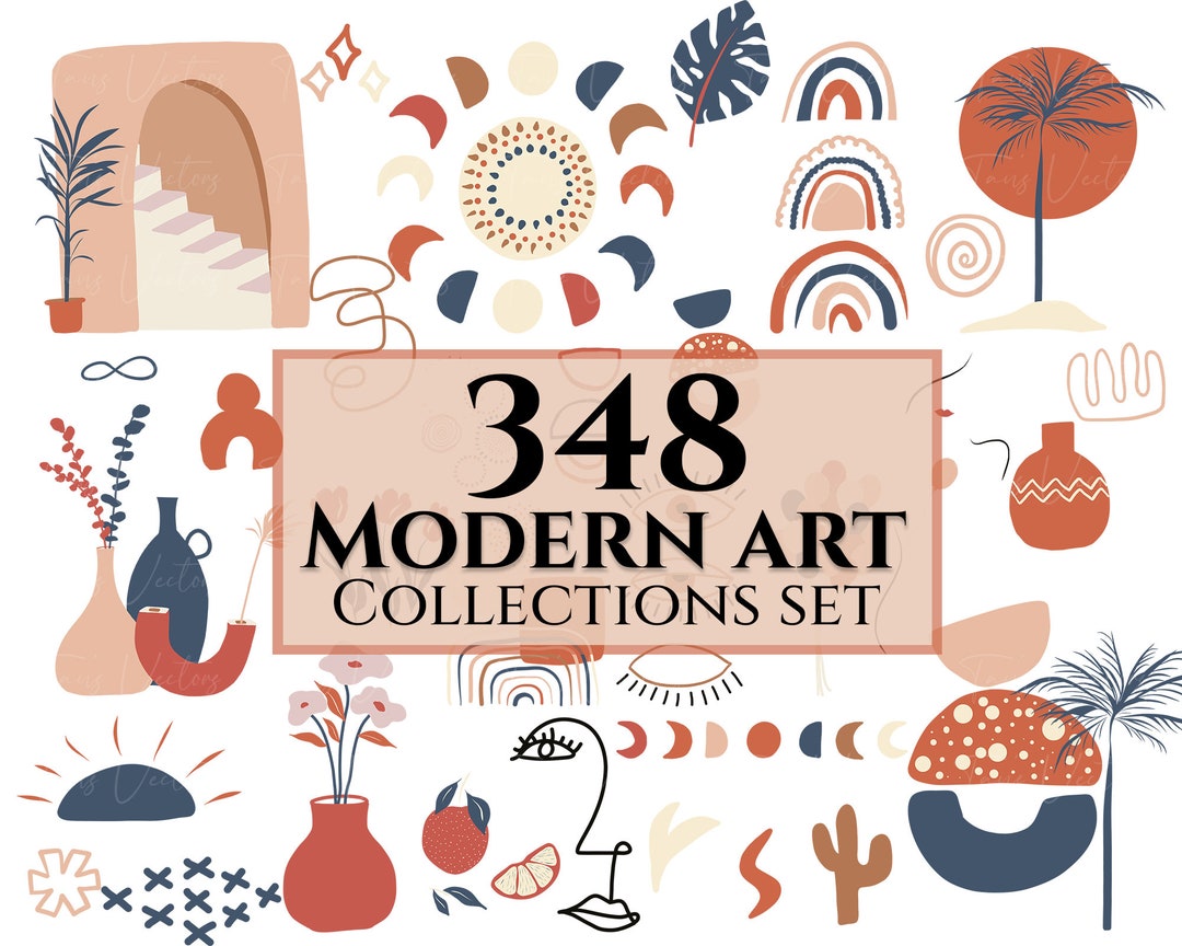 Modern Art Collections SET - Boho Elements Svg, Boho Clipart, Modern ...