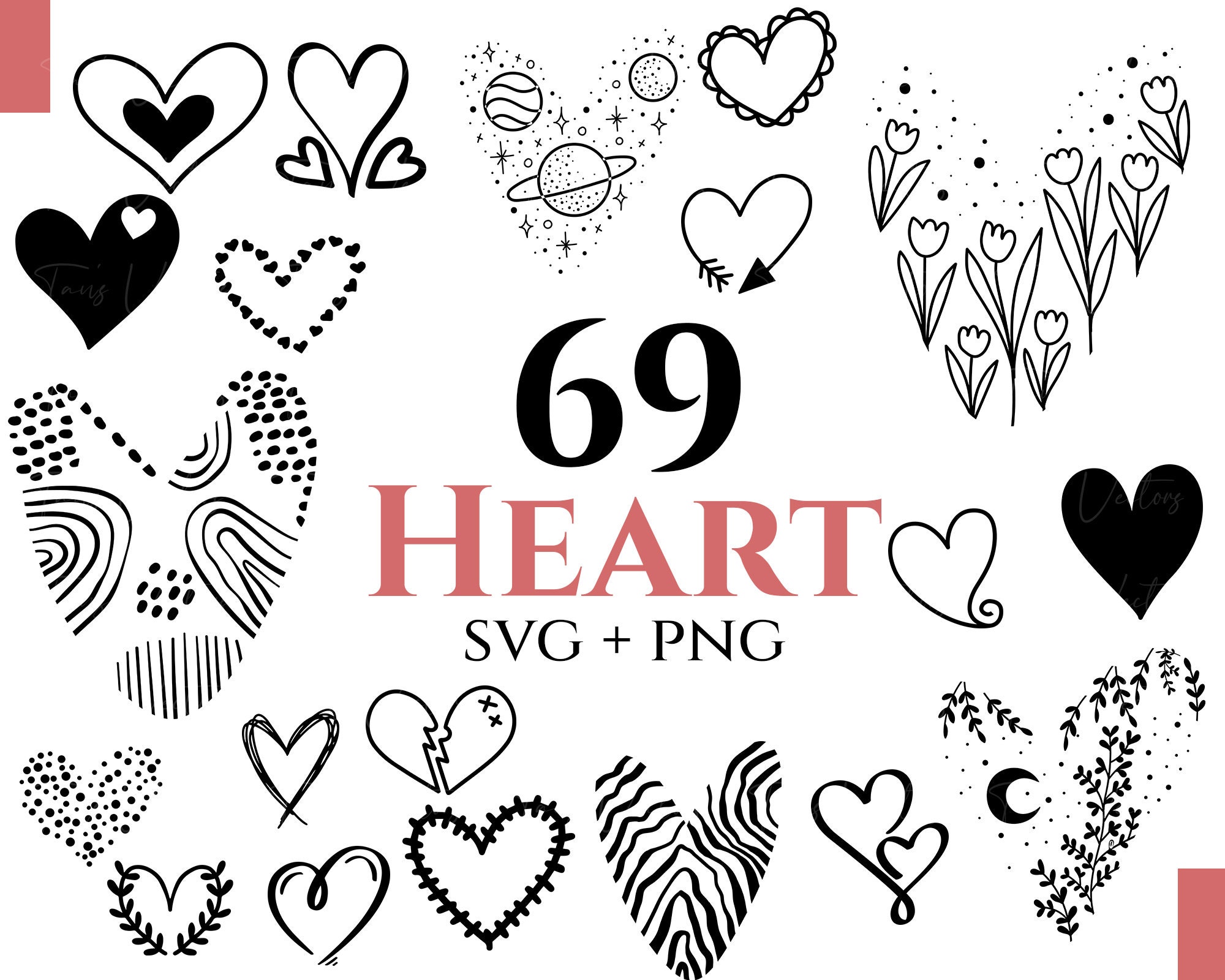 Heart SVG Corazón dibujado a mano svg Clipart de corazón - Etsy España