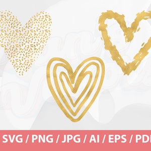 Gold Foil Hearts Clipart, Gold Glitter Heart, Gold Heart Clipart, Heart ...