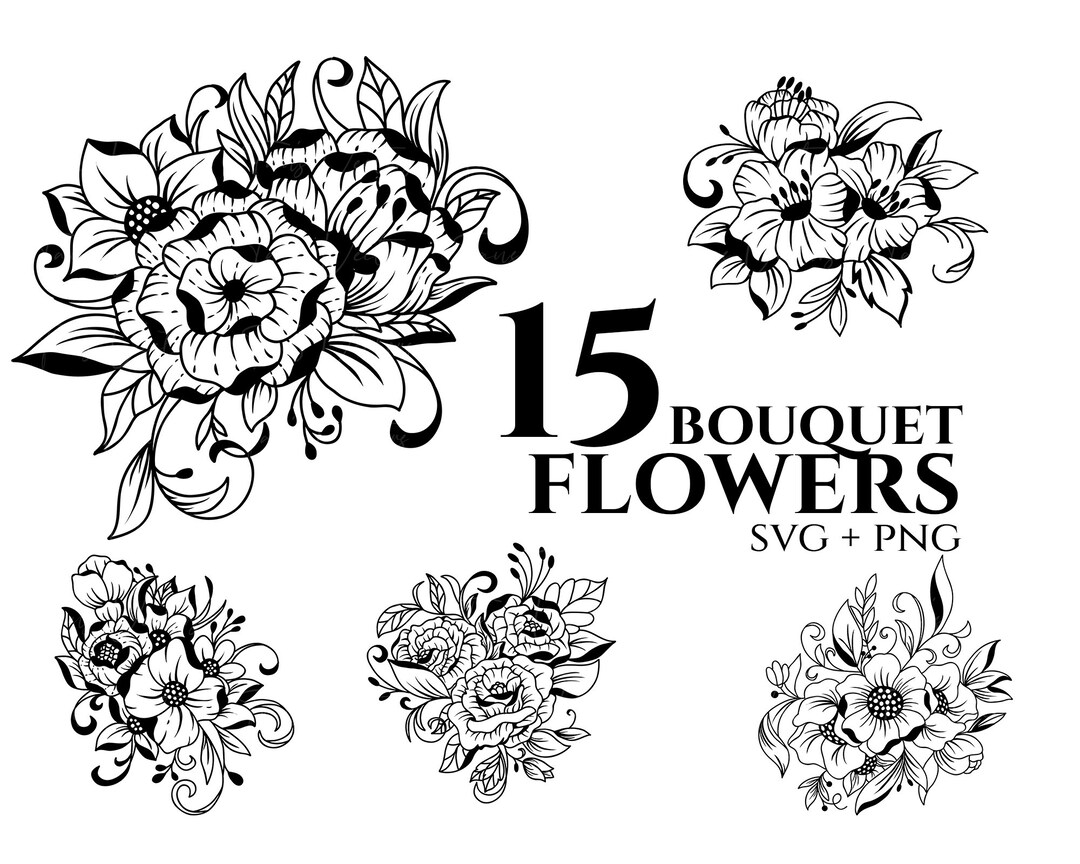 Bouquet Flowers SVG - Bouquet Svg, Flowers Svg Png, Botanical Svg ...