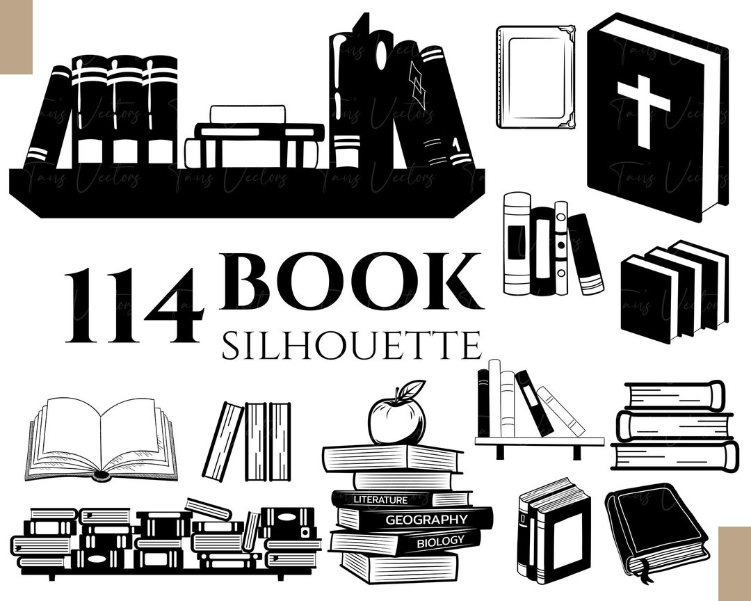 Book Silhouette - Books Svg, Book Svg, Books Clipart, Stack of Books ...