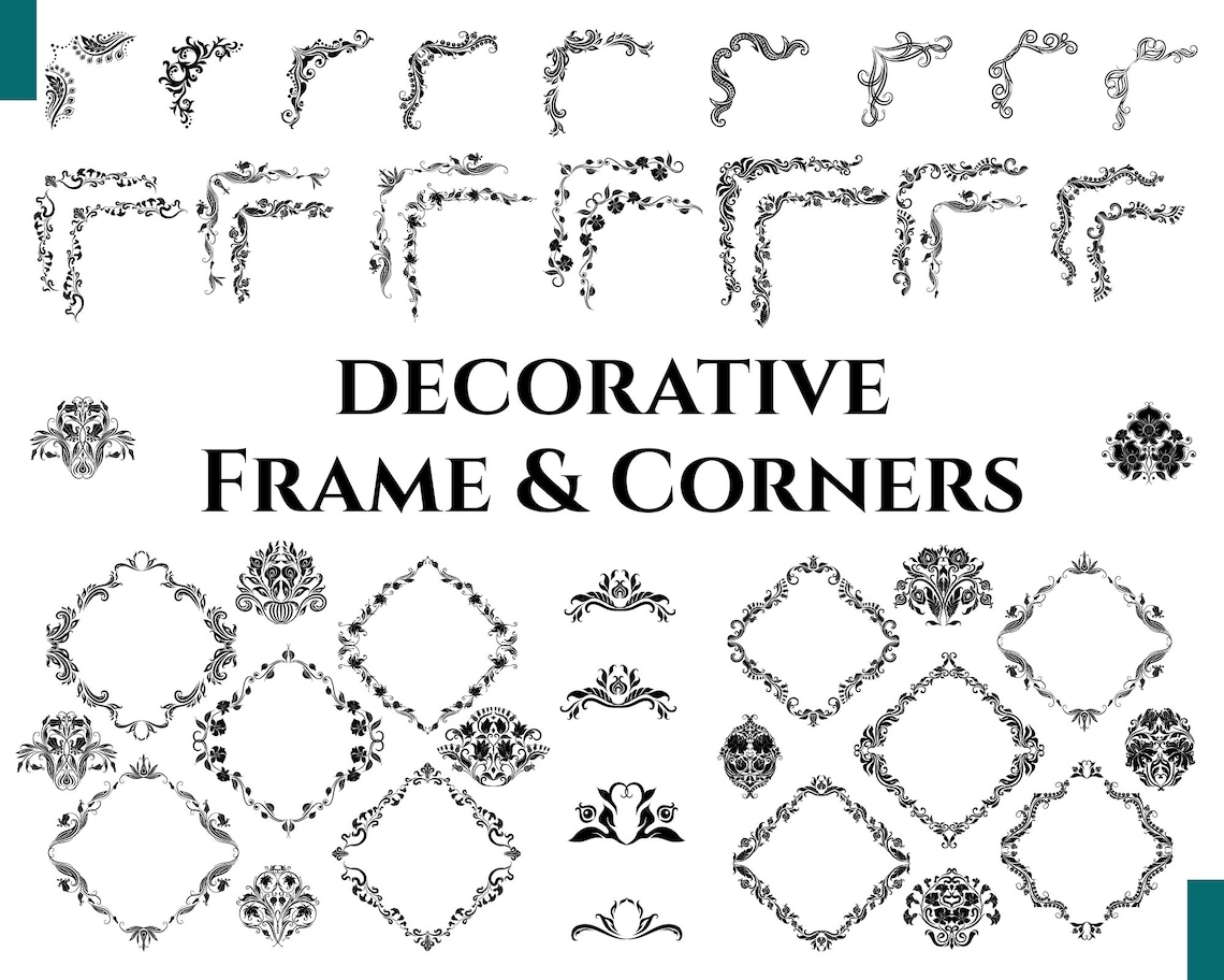 Decorative Frame and Corner SVG Frame Svg Floral Frame - Etsy