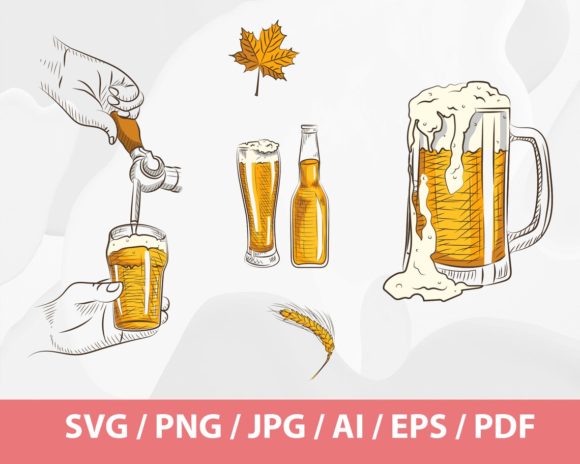 Beer Mug Set - Instant Download, Digital Download, Svg, Ai, Eps, Png ...