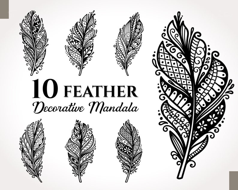 Feather Decorative Mandala SVG Feather Svg Mandala Feather - Etsy