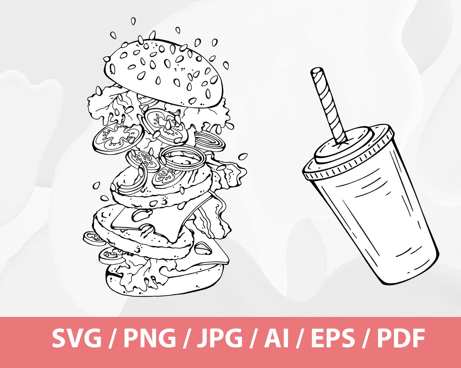 Fast Food Collection SVG Burger Svg French Fries Png | Etsy