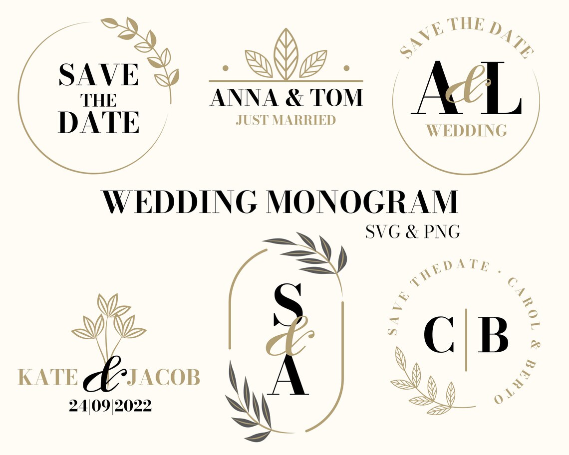 Wedding Monogram Logos SVG Wedding Svg Bride Svg Groom Svg - Etsy