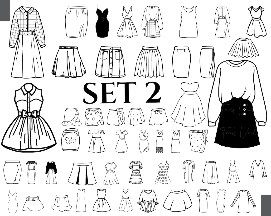 Woman Clothes Collection Set - Clothes Svg, Clothing Svg, Clothes ...