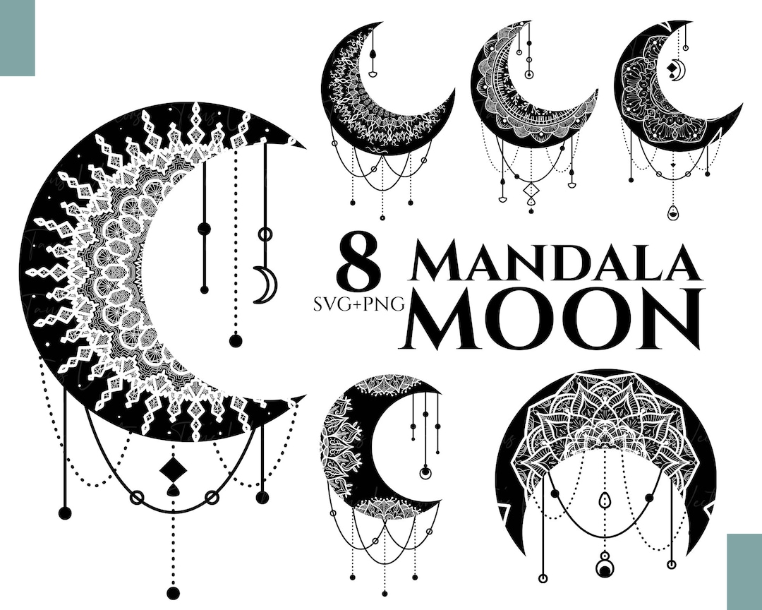 Moon Mandala SVG - Moon Svg, Mandala Moon Svg, Half Moon Svg, Mandala ...
