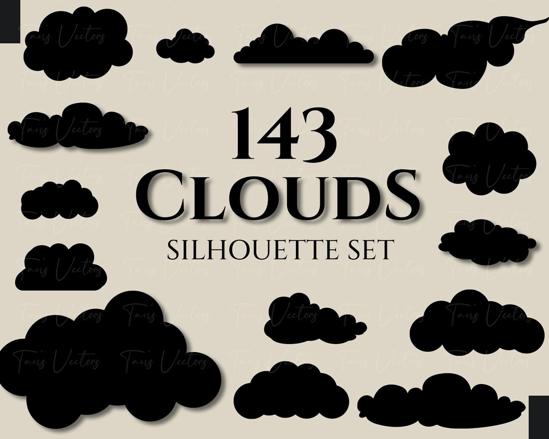 CLOUDS Silhouette Set - Clouds Svg, Cloud Clipart, Cloud Svg, Cloud ...
