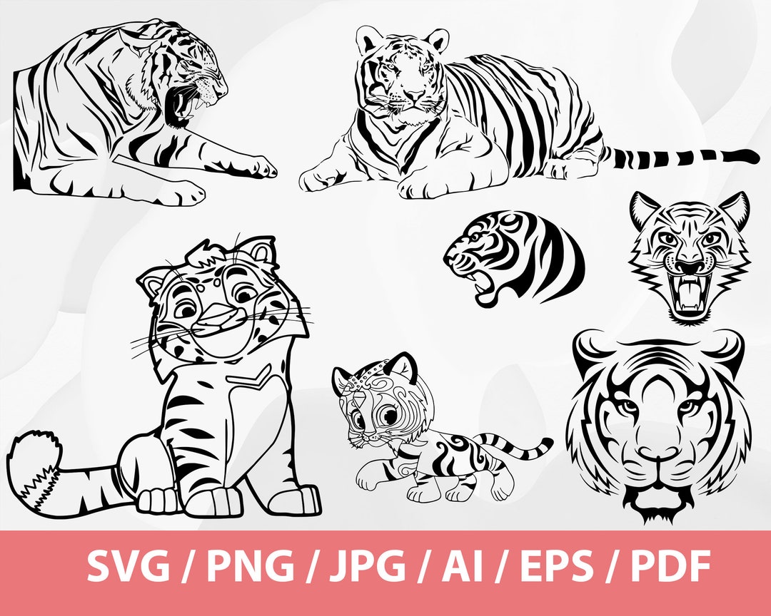Tiger Silhouette Set - Tiger SVG, Tiger Clipart, Tiger Print,tiger ...