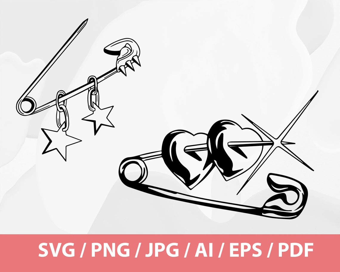 Safety Pin and Heart Tattoo - Instant Download, Digital Download, Svg ...