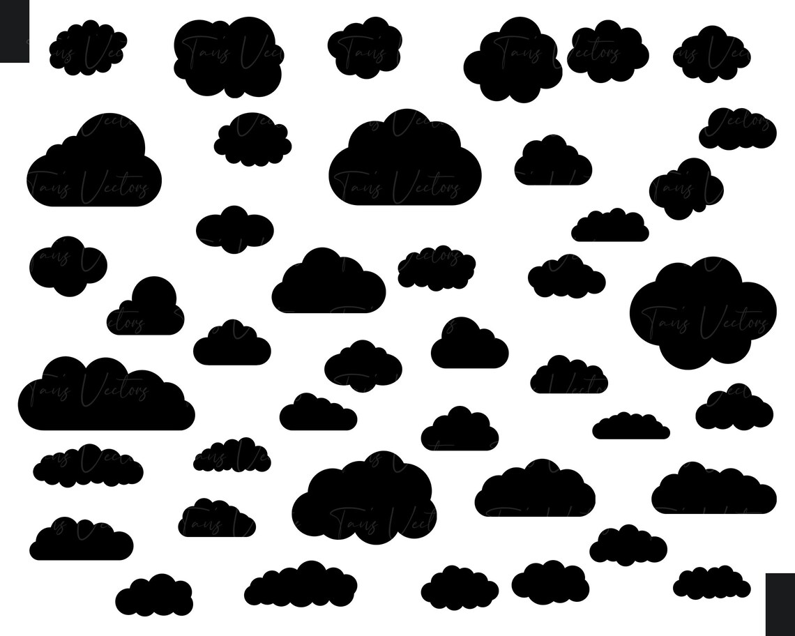 CLOUDS Silhouette Set Clouds Svg Cloud Clipart Cloud Svg - Etsy