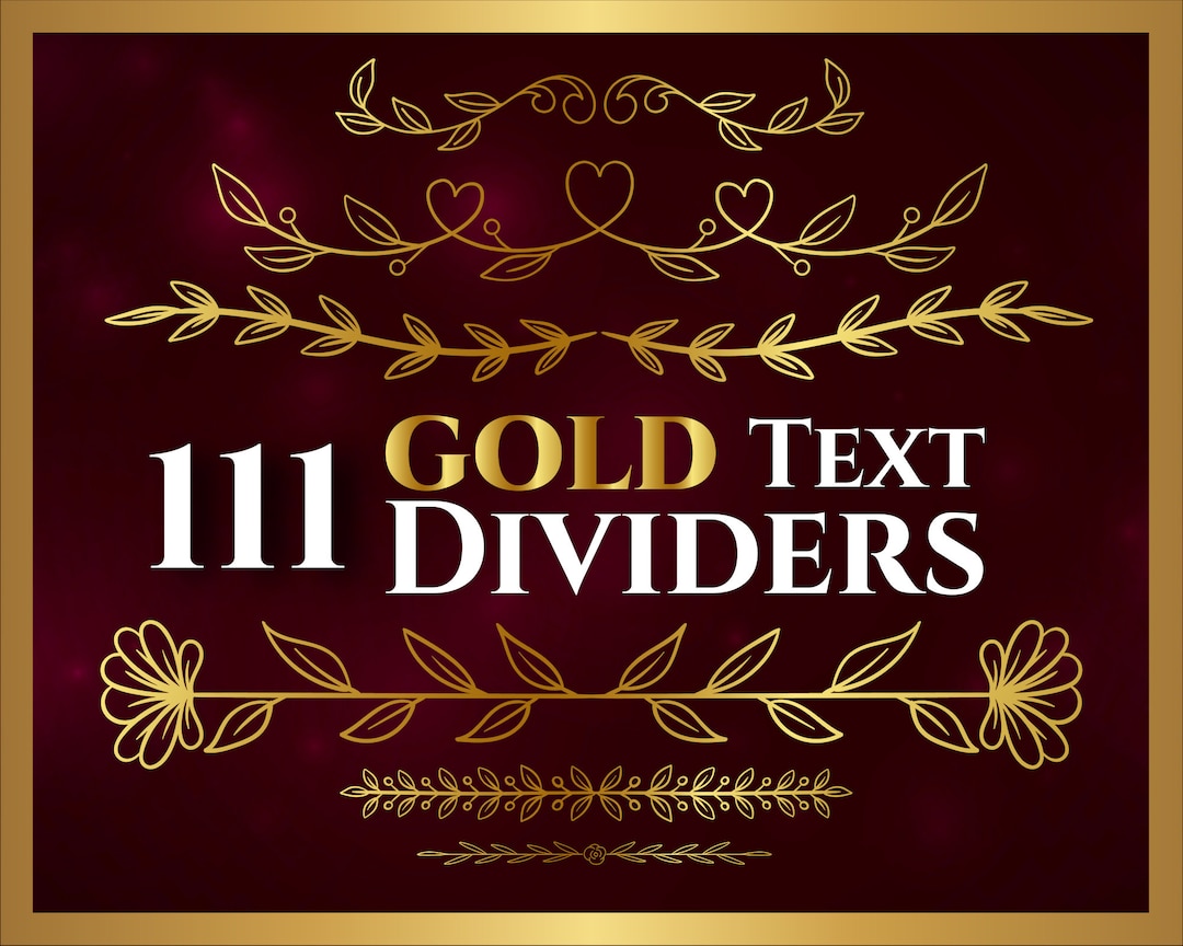 GOLD TEXT DIVIDERS - Dividers Svg, Text Dividers Svg, Decorative Border ...