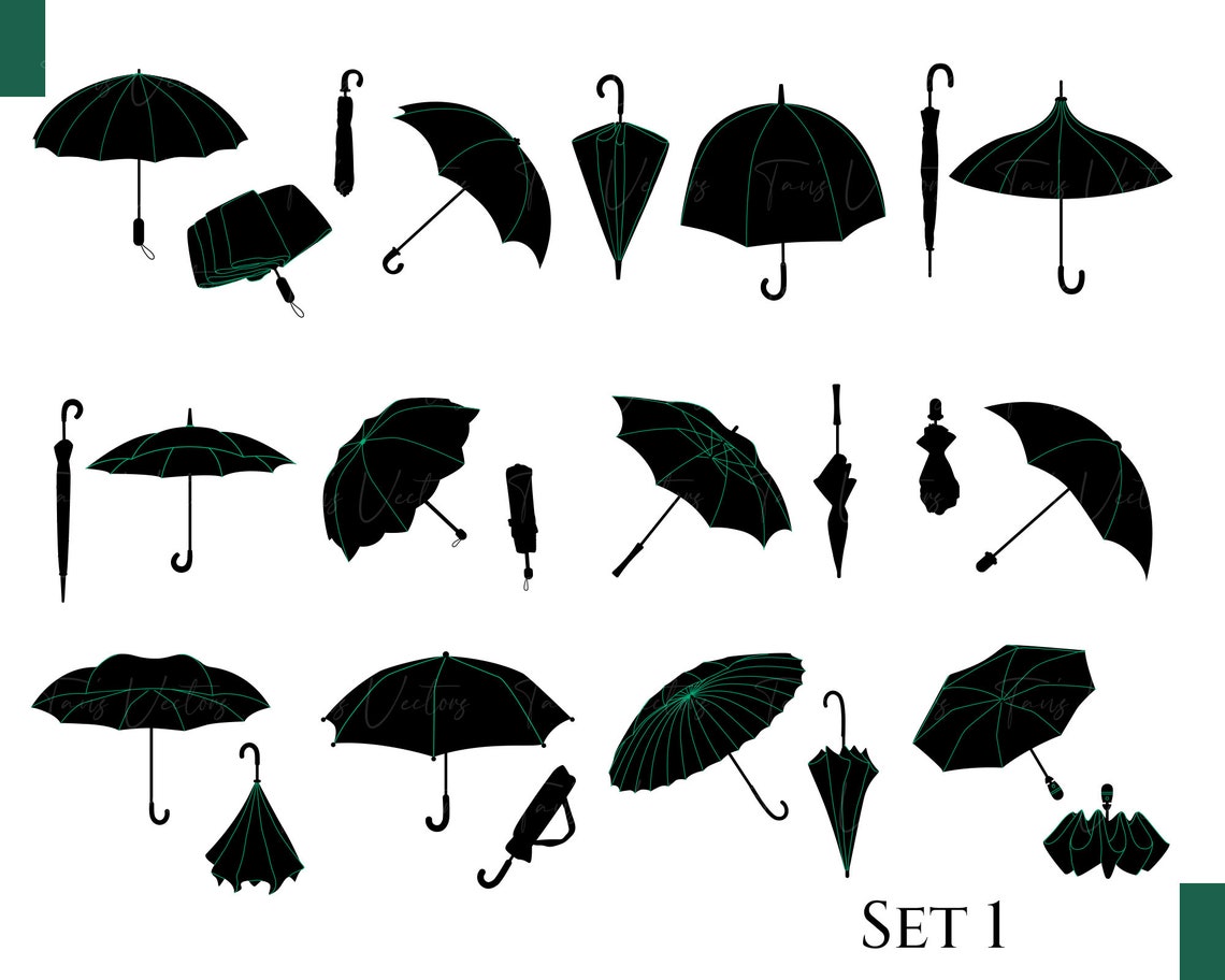 Umbrella Collection SET Umbrella Svg Umbrella Silhouette - Etsy